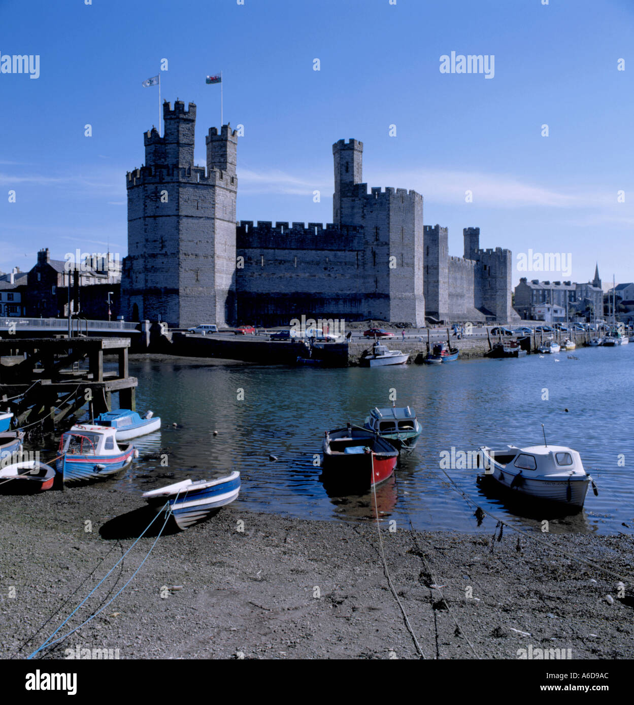 Spectacular Caernarfon Castle seen over Afon Seiont, Caernarfon ...