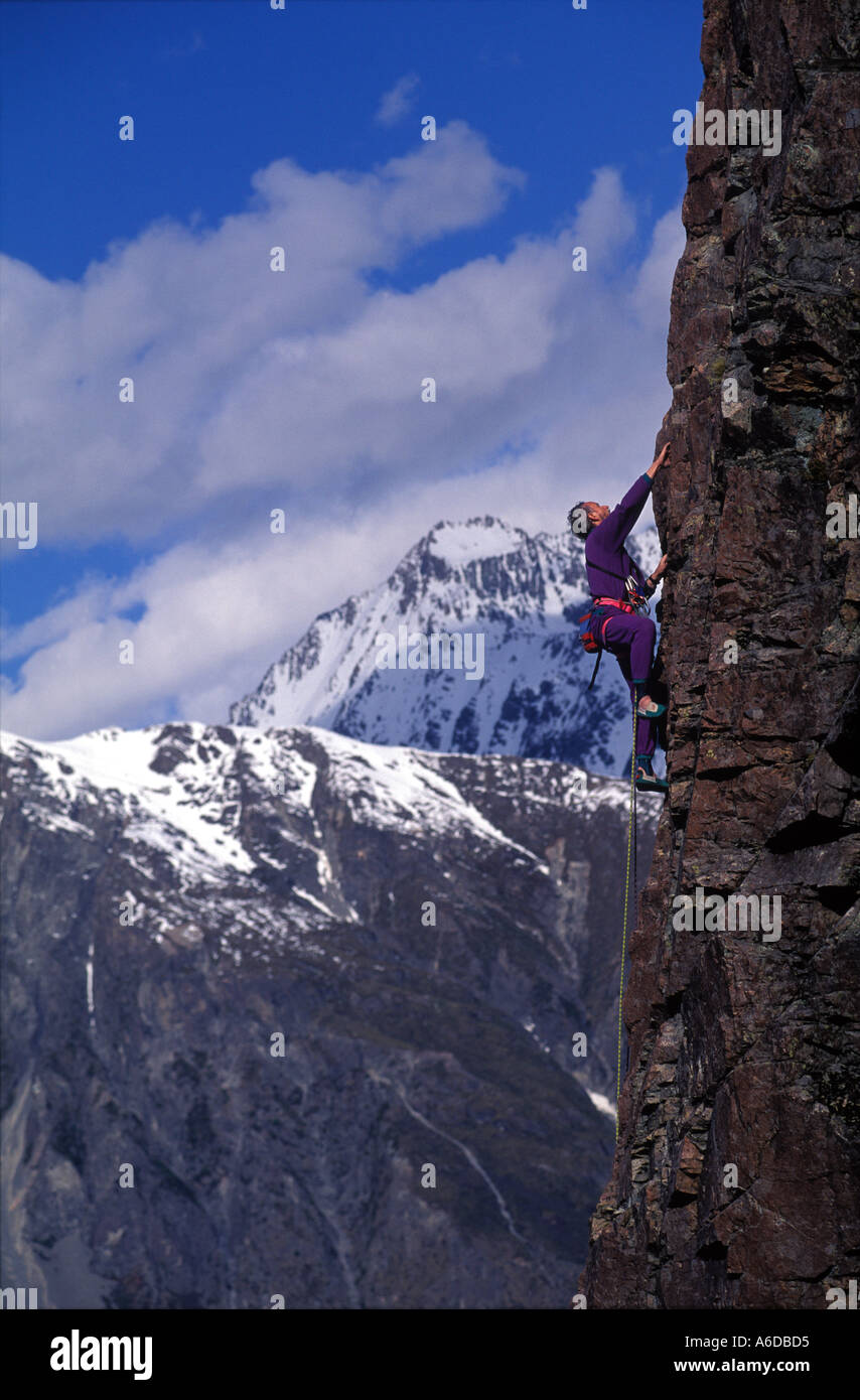 Alpine rock climber New Zealand Stock Photo - Alamy