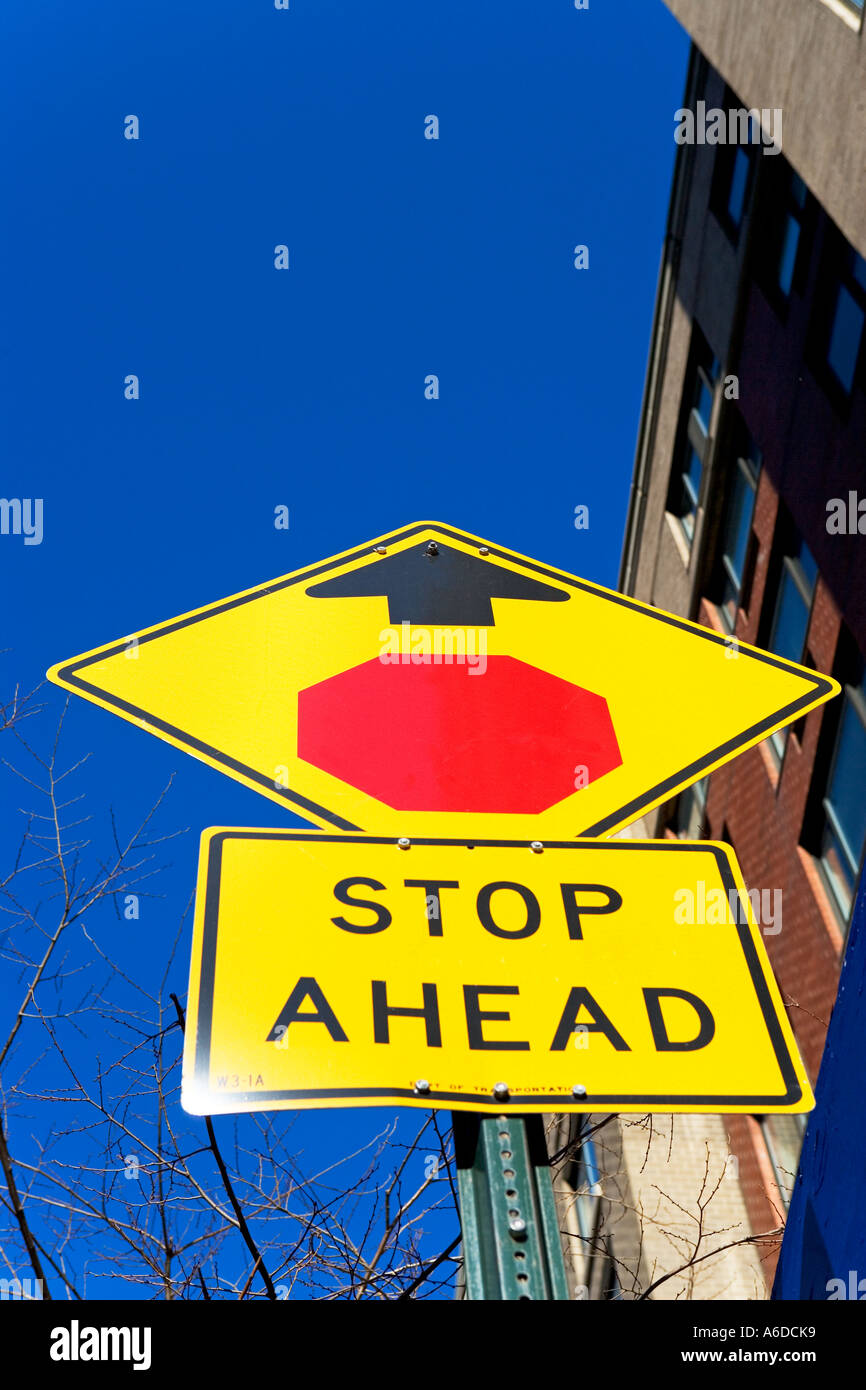 STOP AHEAD SIGN, STOP SIGN Stock Photo - Alamy