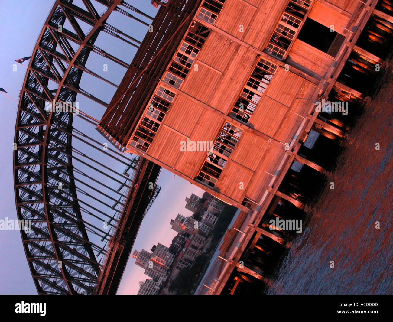 Sydney Harbour Bridge from Finger Wharves at sunset Stock Photo - Alamy