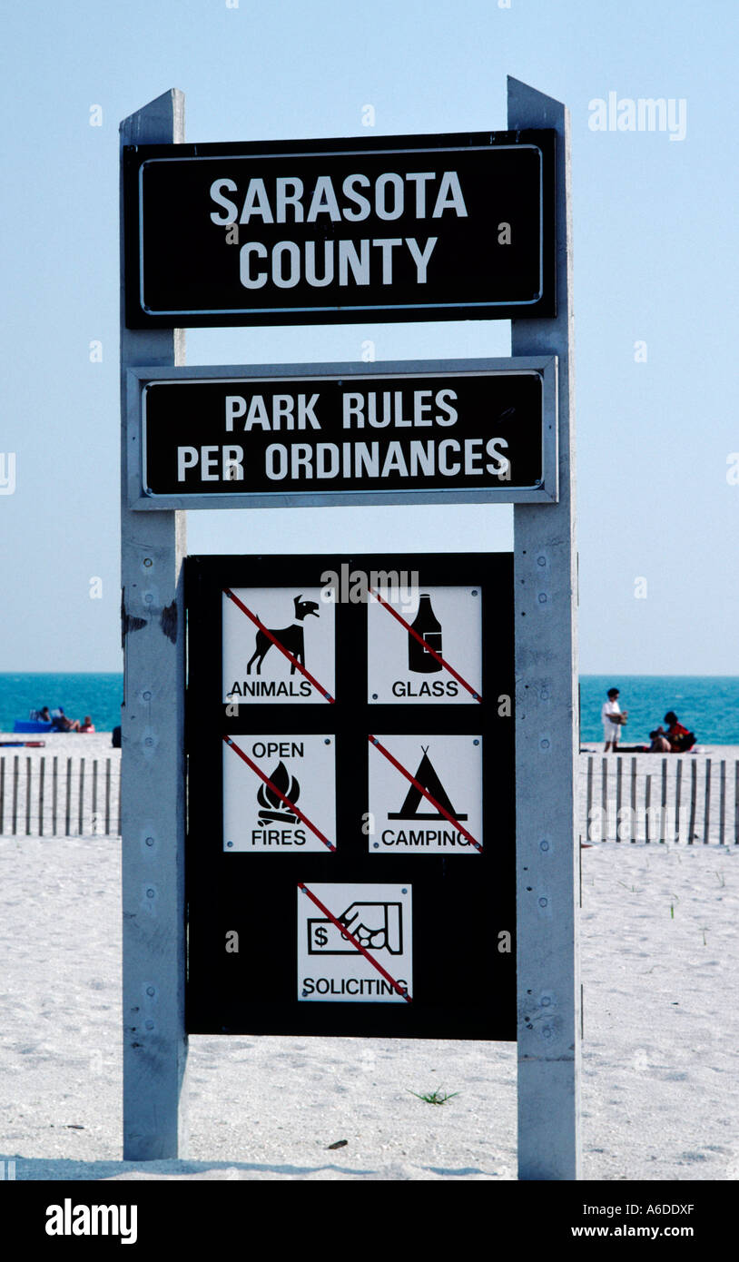 14964 rules sign on Lido Beach Sarasota Florida USA Stock Photo - Alamy