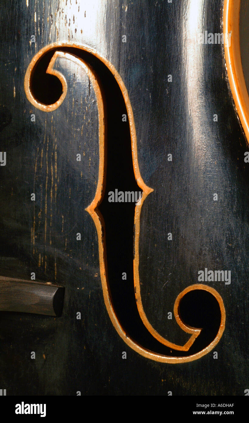 detail of f hole on milner cello style arch top guitar acoustic Stock ...