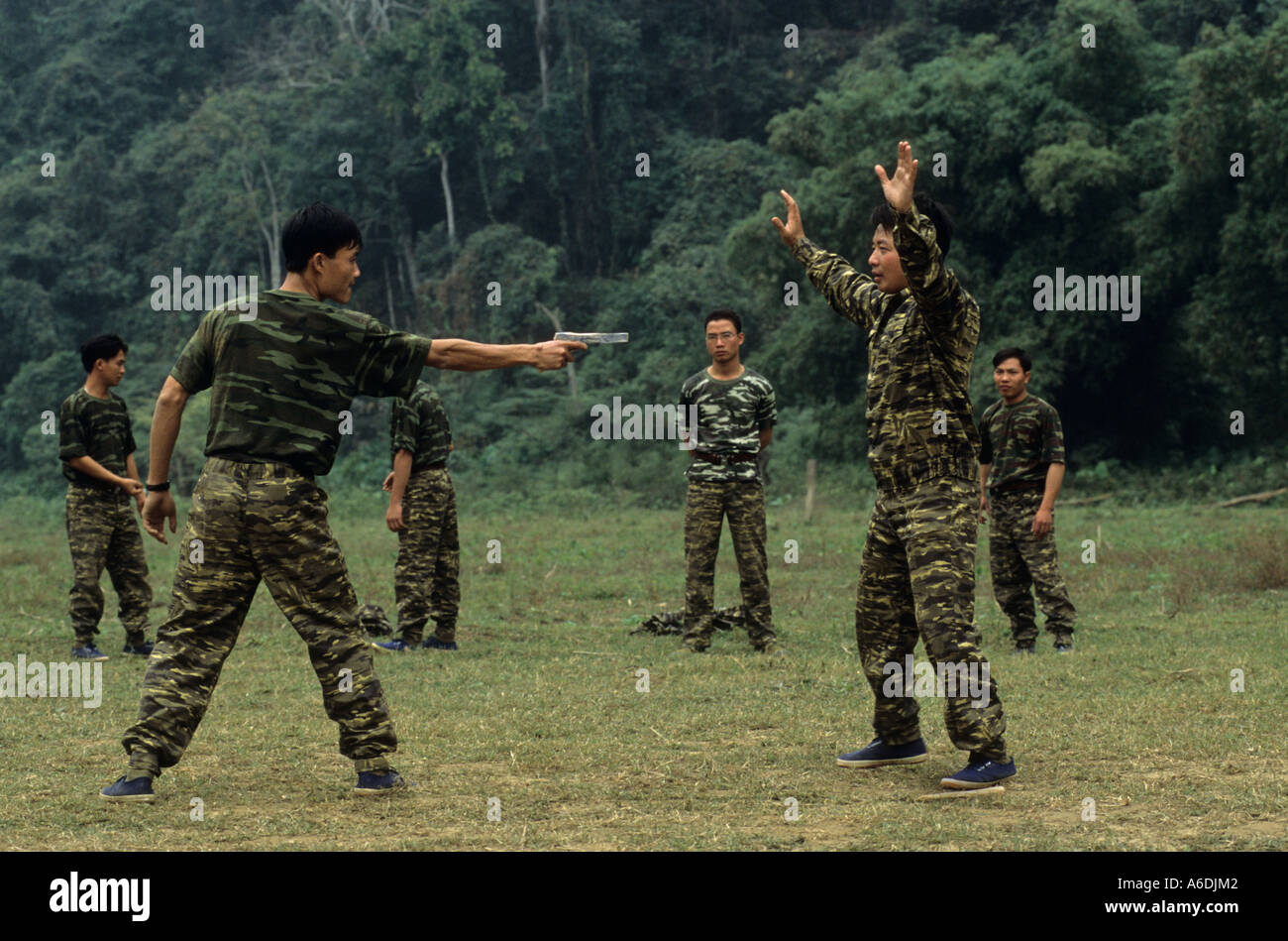 Forest Ranger training excercise Ba Be National Park Vietnam Stock ...