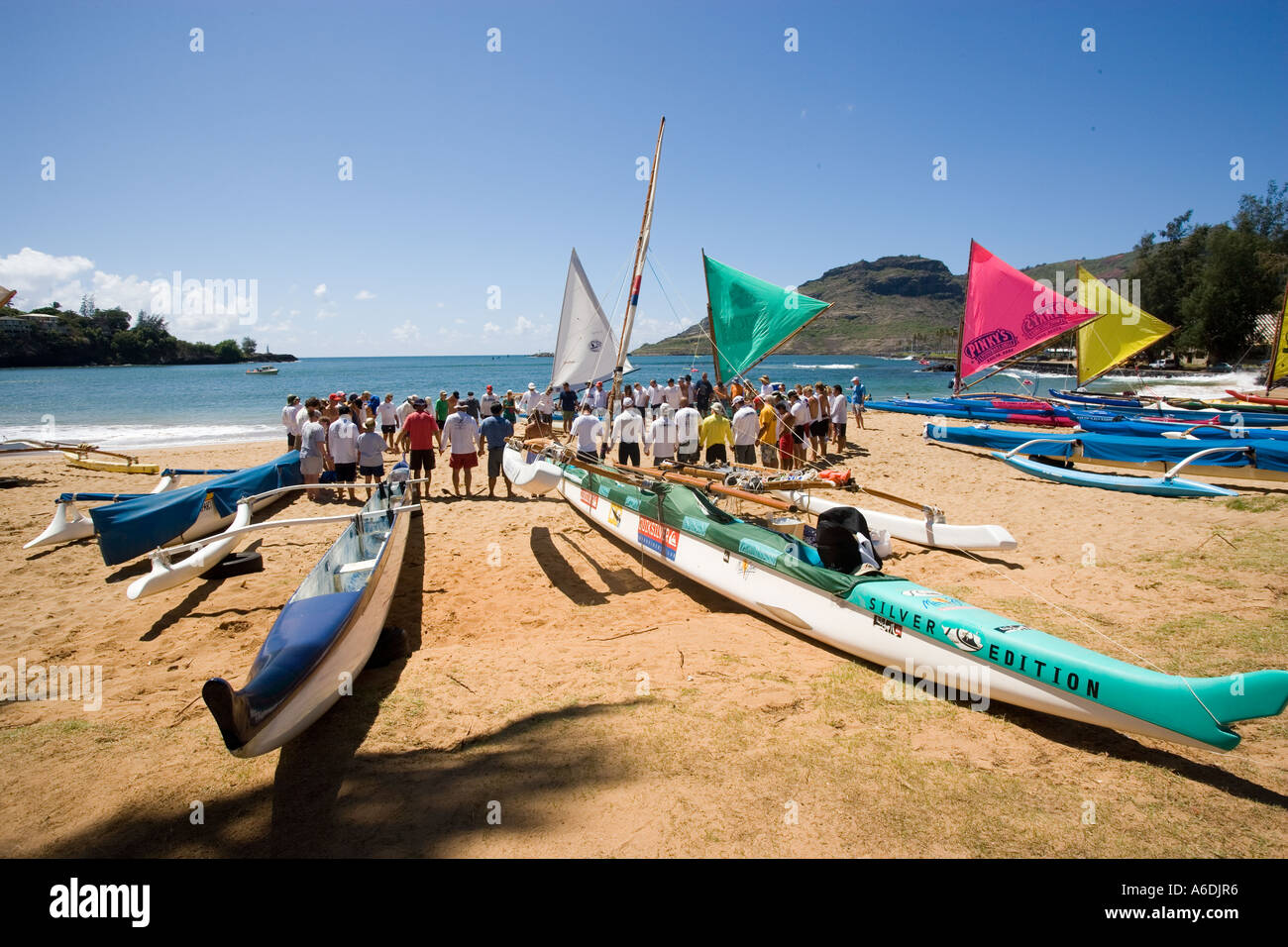Hawaii outrigger canoe sail hi-res stock photography and images - Alamy