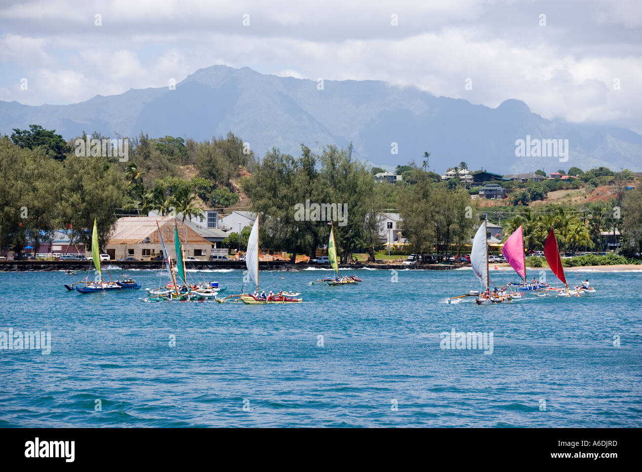 Hawaii outrigger canoe sail hi-res stock photography and images - Alamy