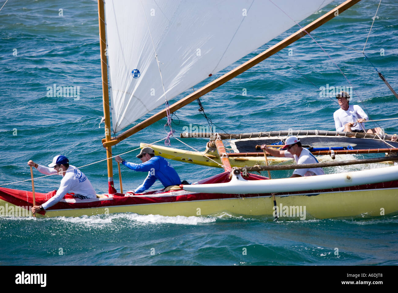 Hawaii outrigger canoe sail hi-res stock photography and images - Alamy