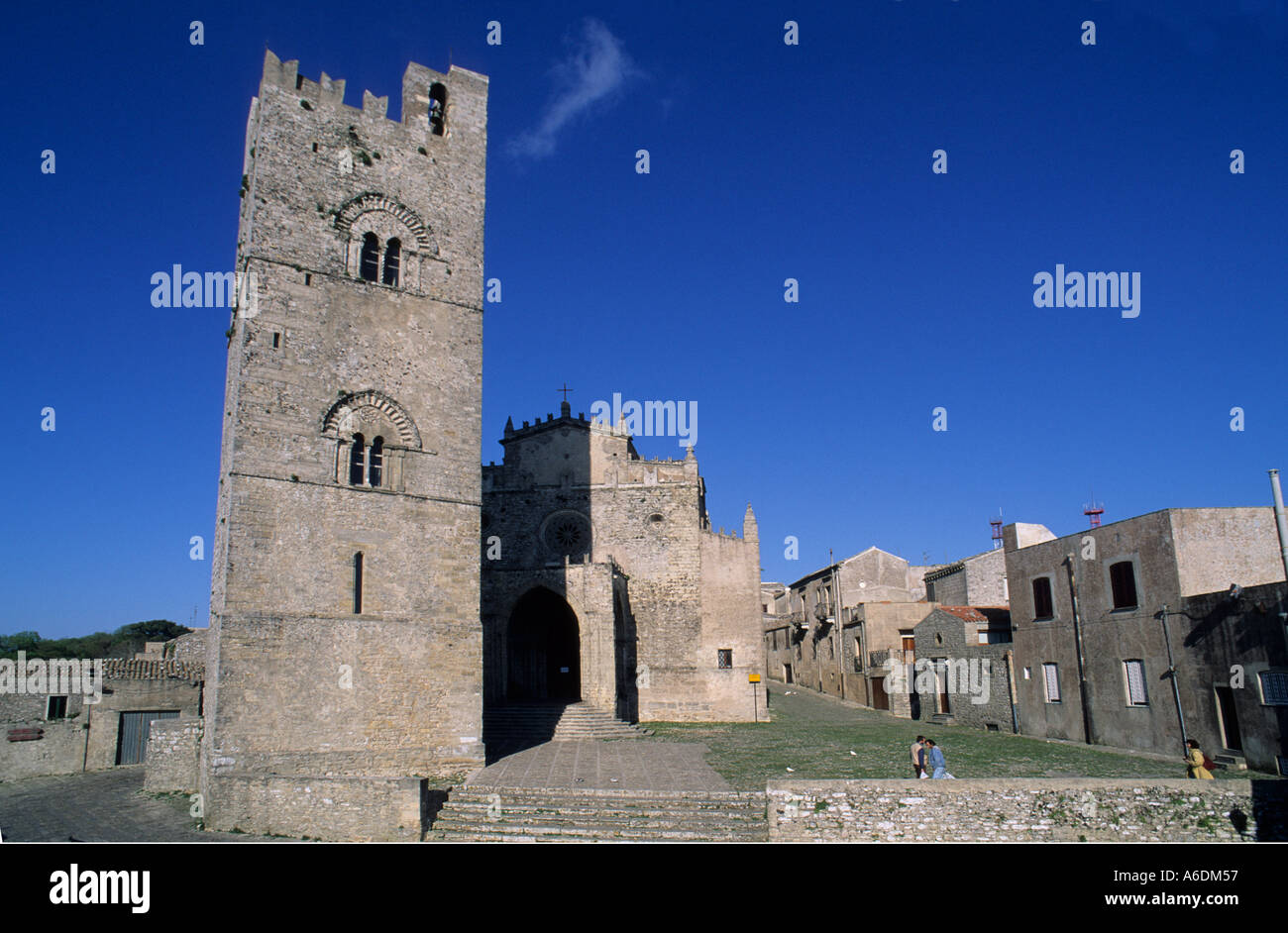 roman style Chiesa Matrice houses Erice Sicily Italy Stock Photo - Alamy