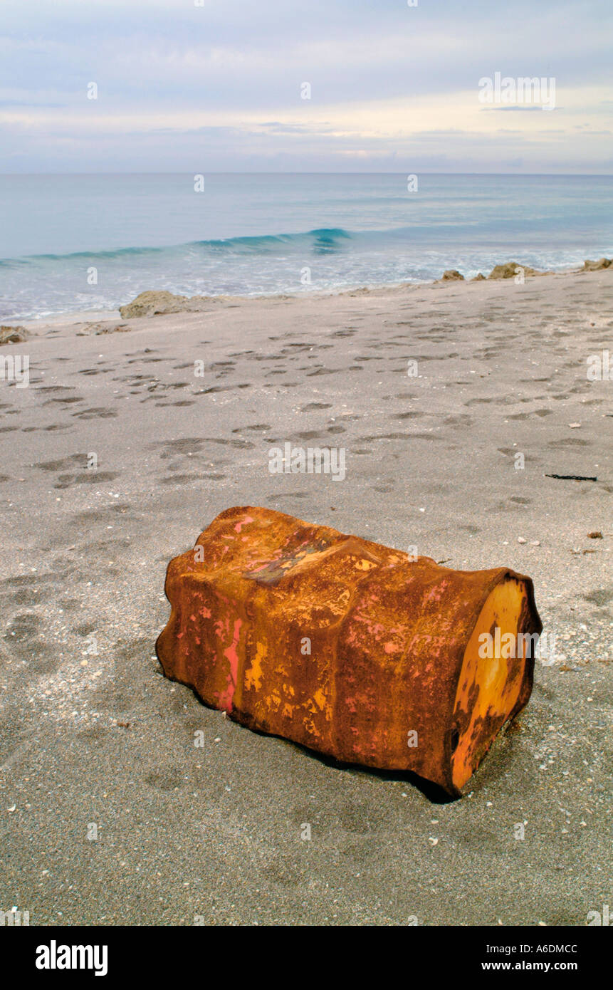 55 gallon chemical drum washed up on beach hazardous material garbage ...
