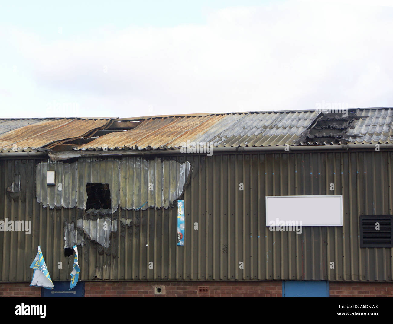Fire damaged industrial unit 1 Stock Photo - Alamy