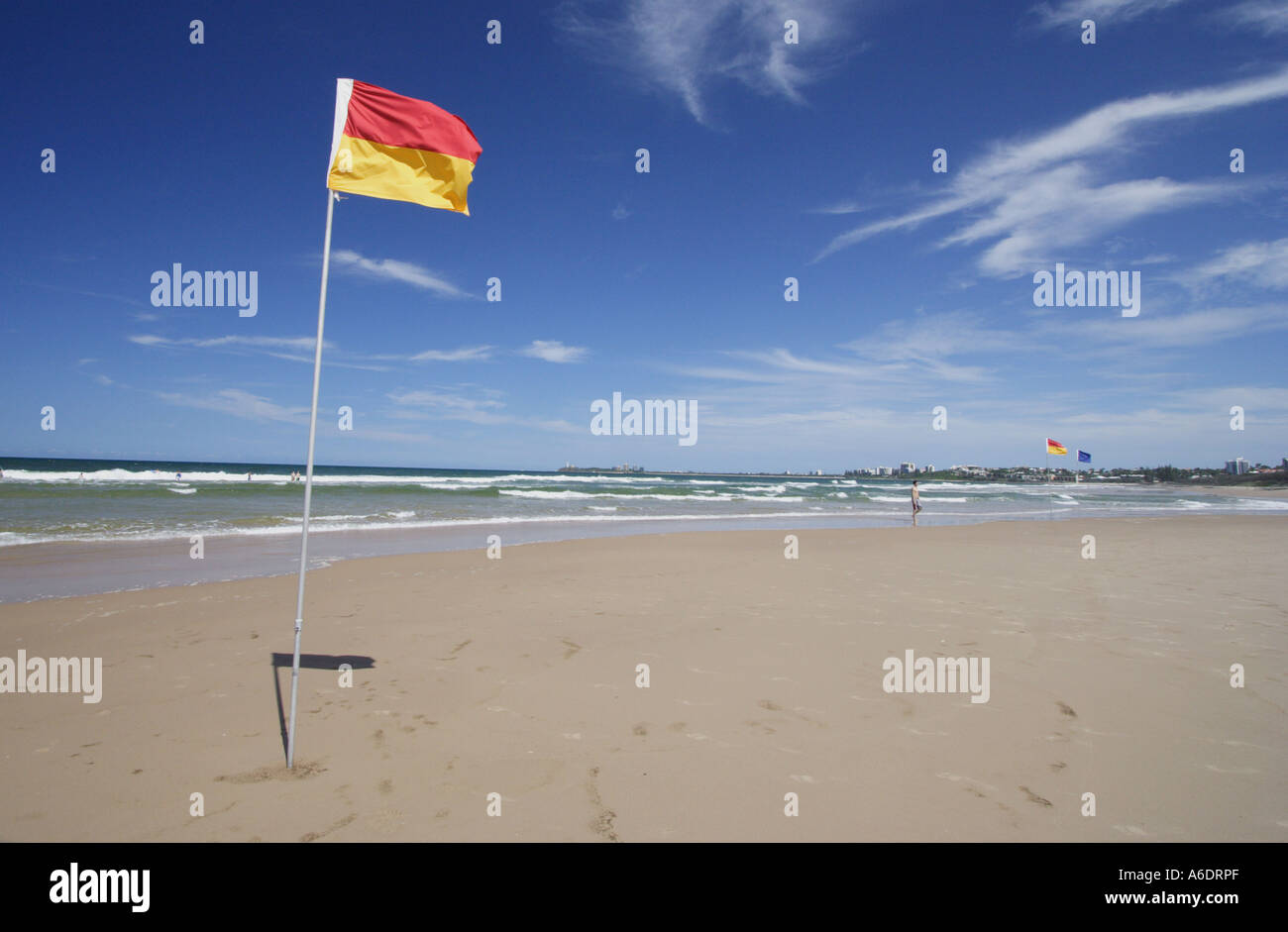 RED AND YELLOW BEACH FLAG SUNSHINE COAST QUEENSLAND AUSTRALIA BAPDA5774 ...
