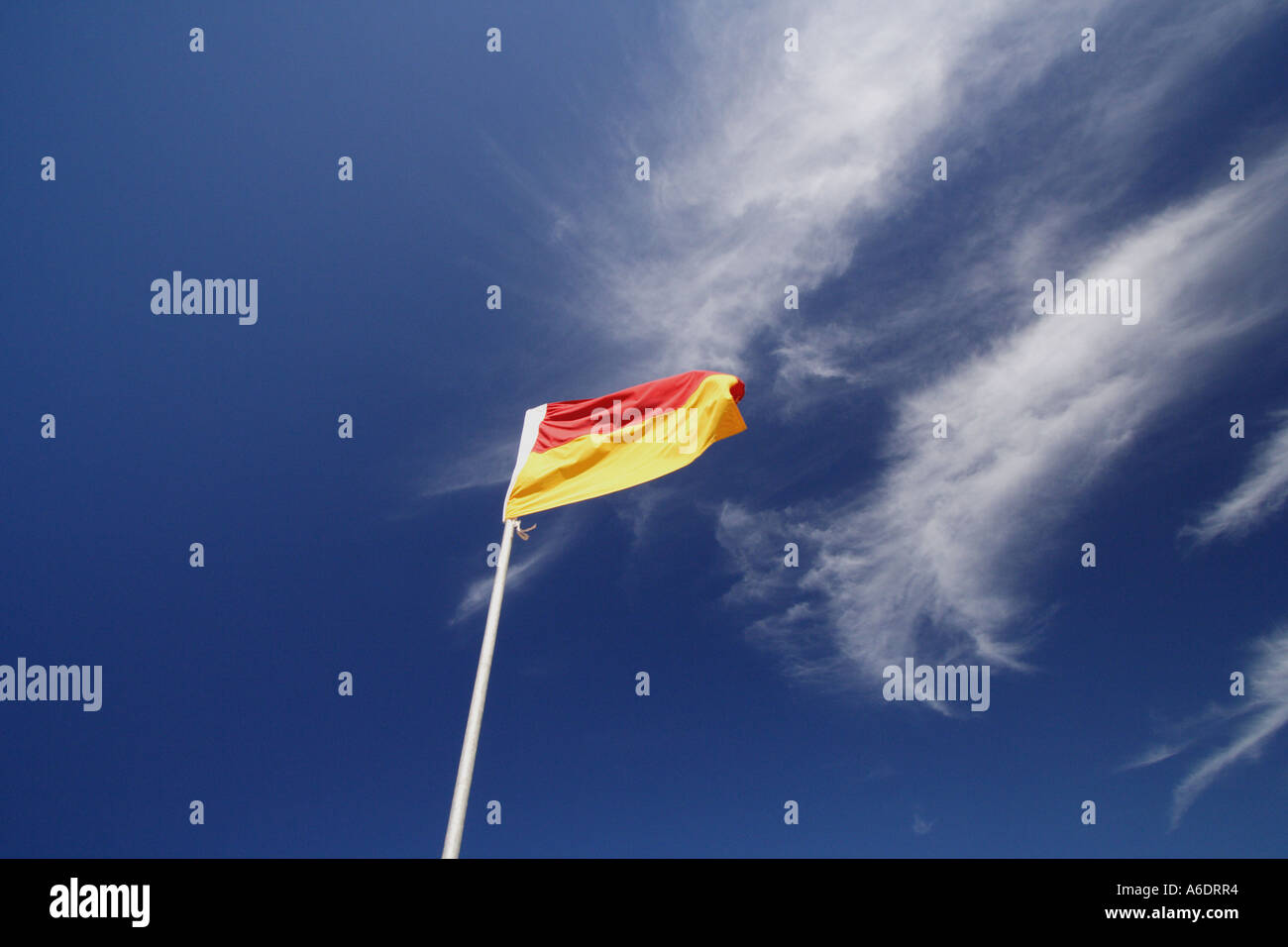 RED AND YELLOW BEACH FLAG SUNSHINE COAST QUEENSLAND AUSTRALIA BAPDA5778 ...