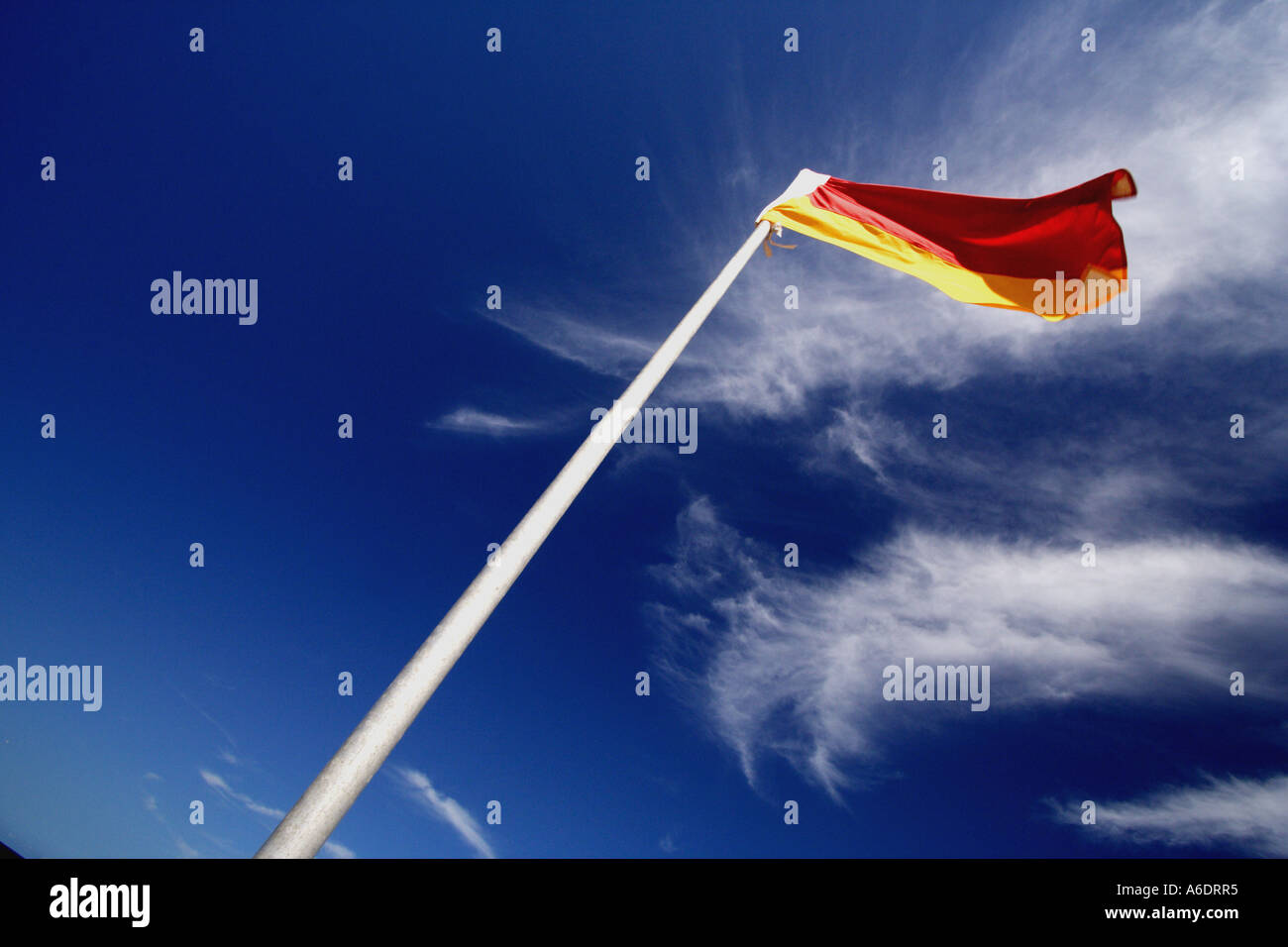 RED AND YELLOW BEACH FLAG SUNSHINE COAST QUEENSLAND AUSTRALIA BAPDA5779 ...