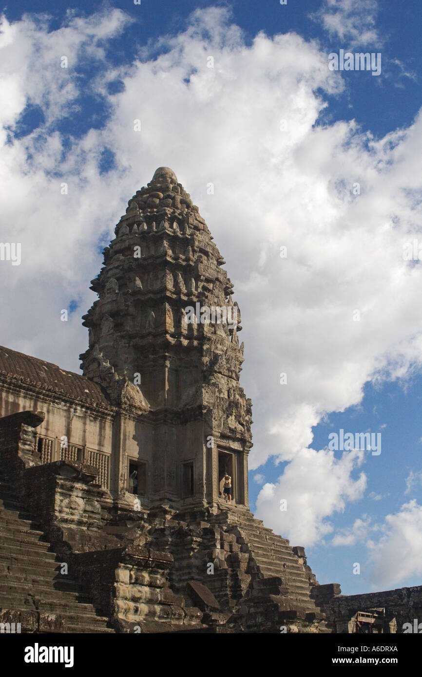 Stone temple representing Mount Meru at Angkor Wat built in the 11th ...