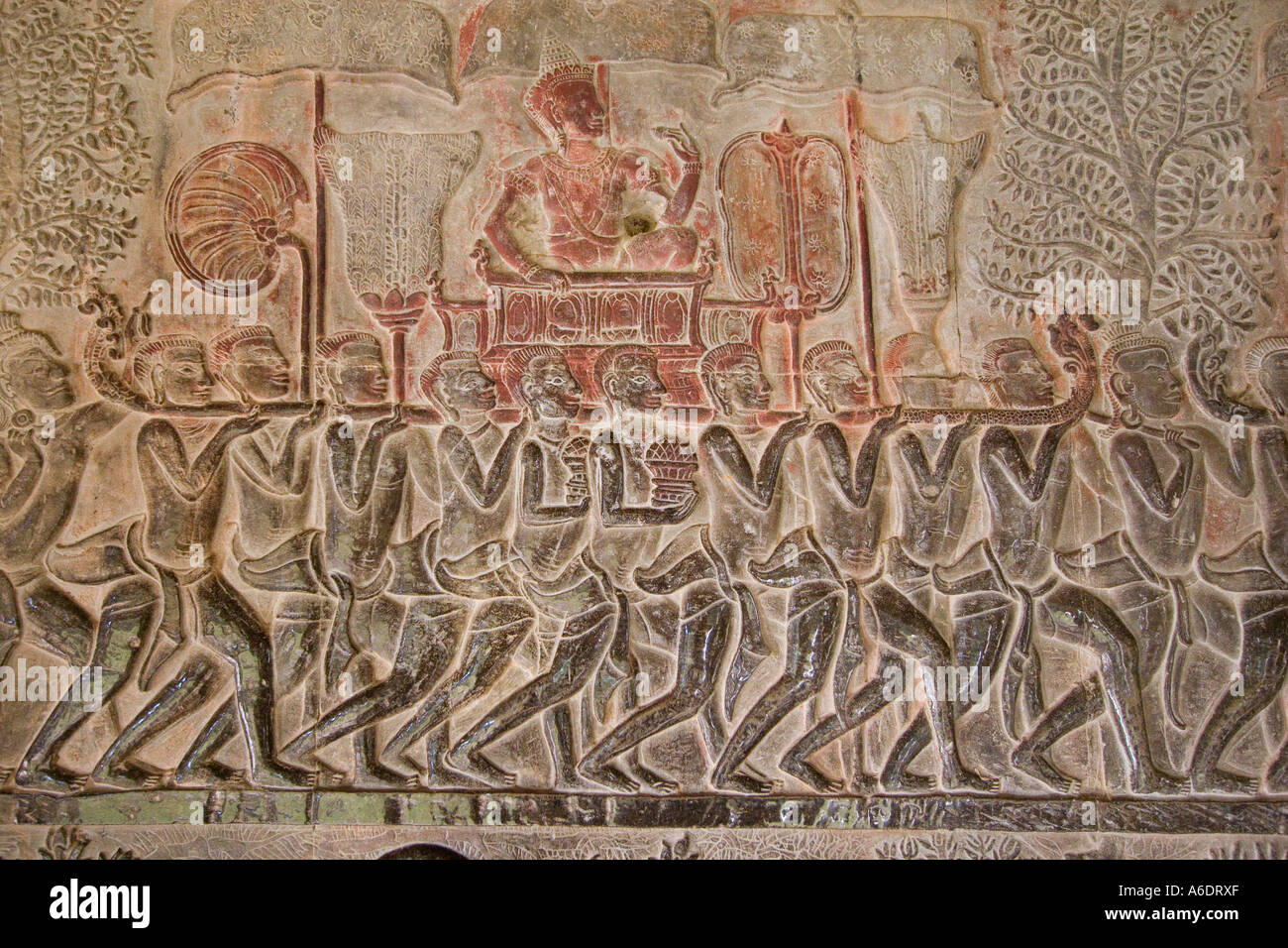 Stone carved bas relief of a royal procession from the Ramayana at ...