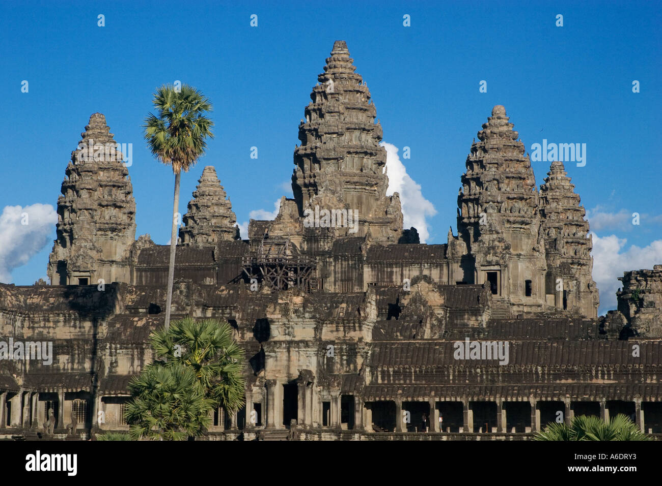 Stone temples representing the five peaks of Mount Meru at Angkor Wat ...