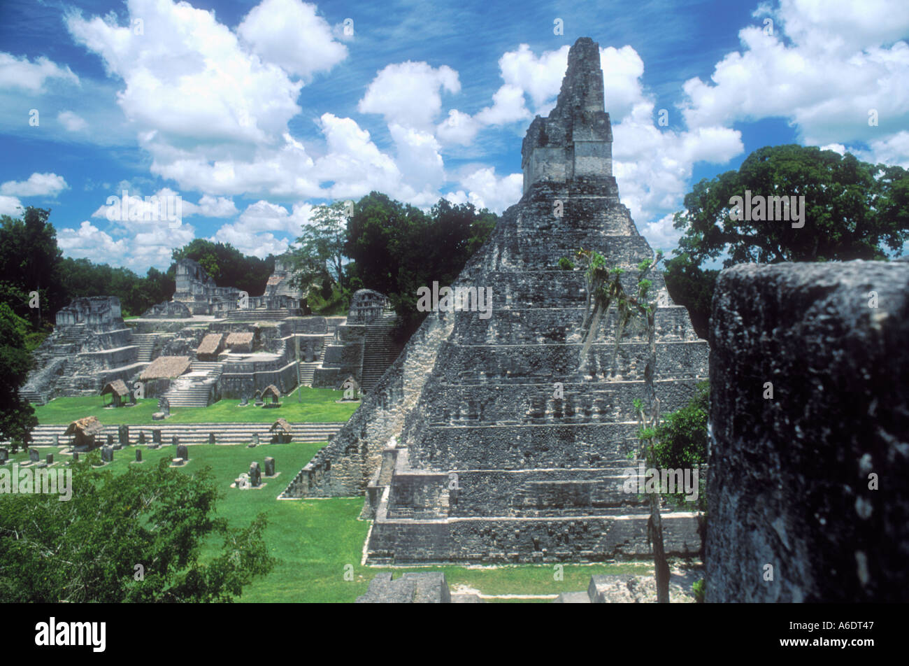 Temple one from Central Acropolis Tikal ruins Guatemala Maya Stock ...
