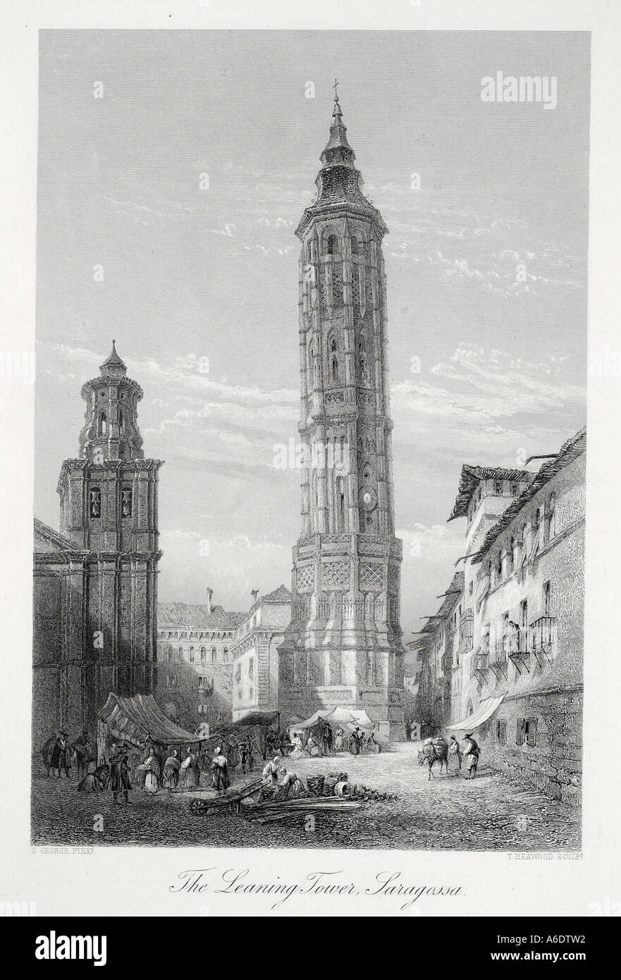 Leaning Tower Saragossa Spain Spanish Mediterranean architecture ...