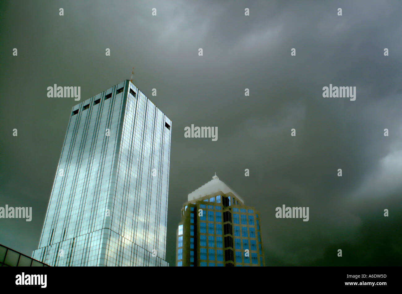glass buildings city skyscrapers architecture artistic rendering Stock ...