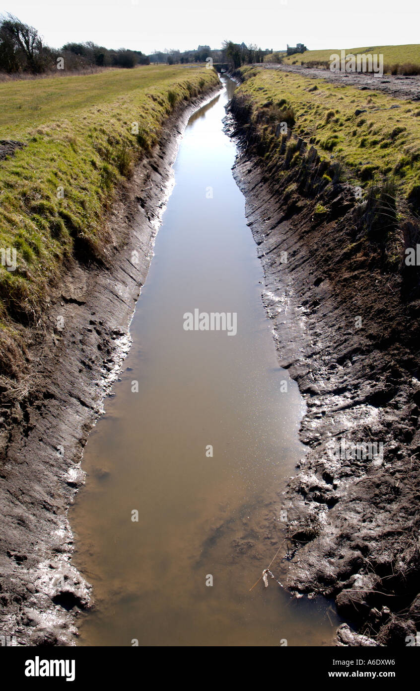 Reen drainage ditch at Newport Wetlands National Nature Reserve South ...