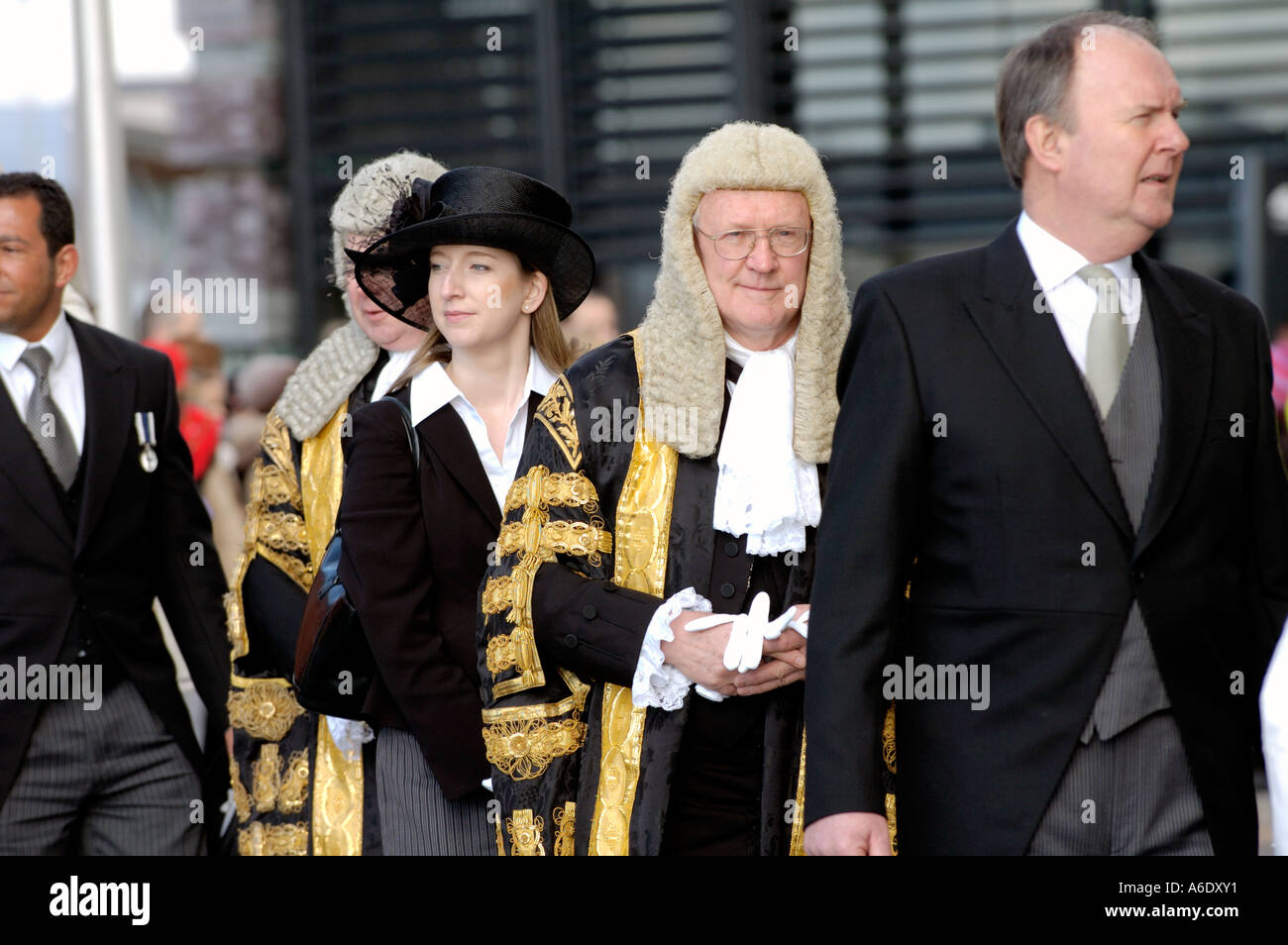 Members of the Judiciary arrive for the opening of the Senedd National ...