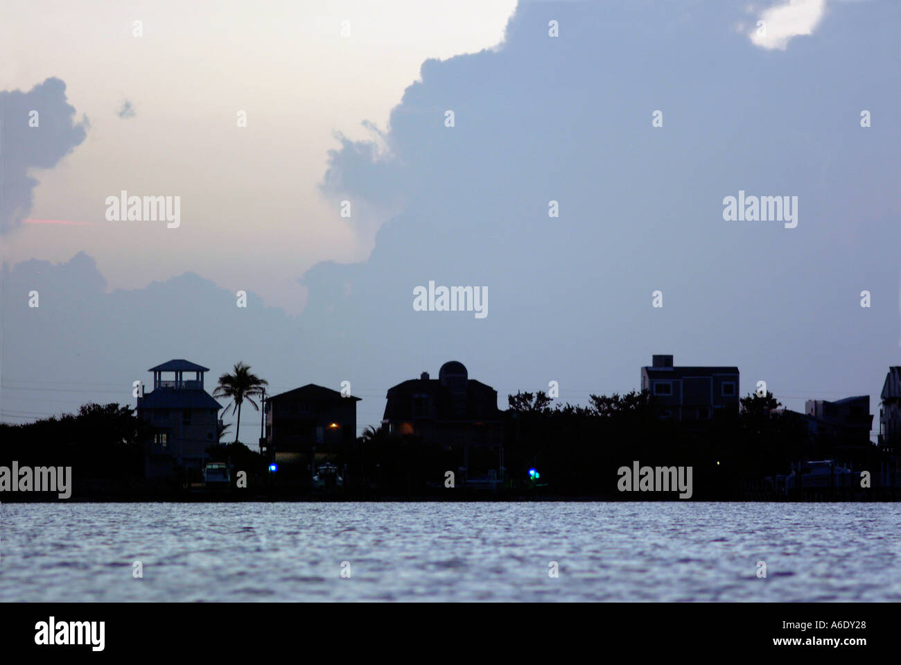 Homes along the shoreline of the Intracoastal Waterway Indian River ...