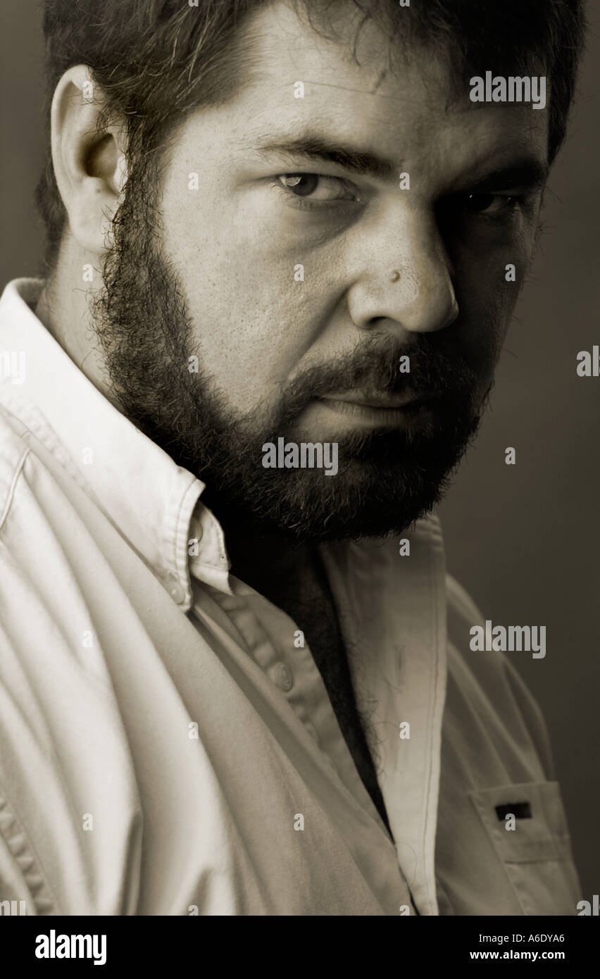 portrait of a man self face serious Stock Photo - Alamy