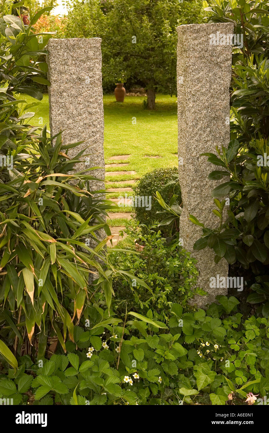 Granite columns at plot end Stock Photo - Alamy