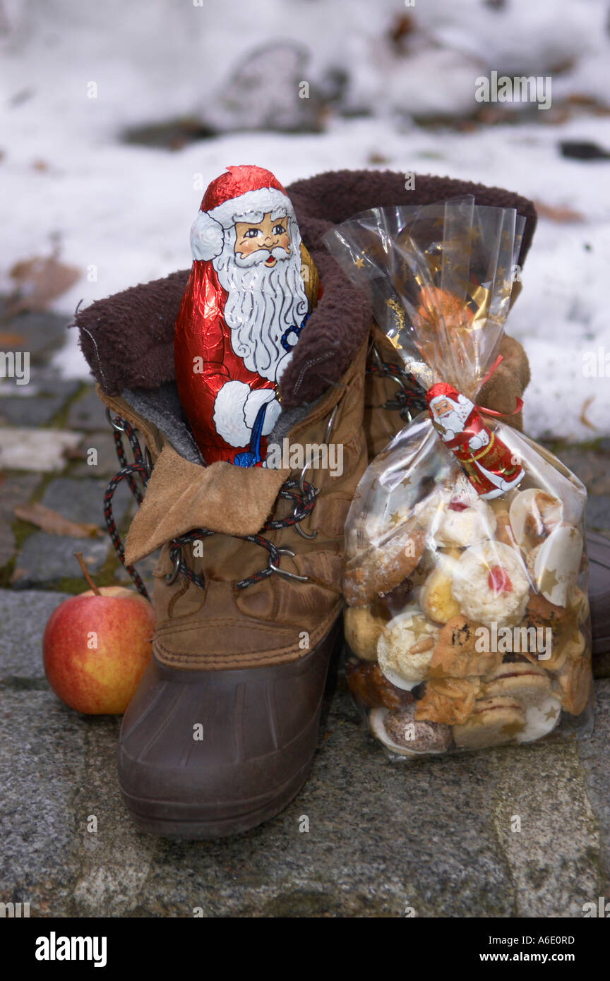 Boot with a Santa Claus Stock Photo - Alamy