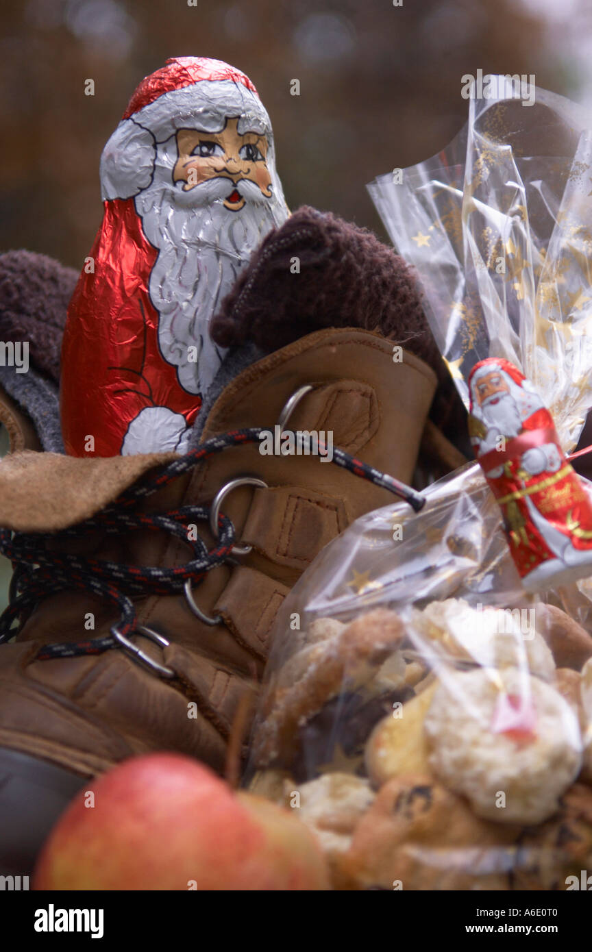 Boot with a Santa Claus Stock Photo - Alamy