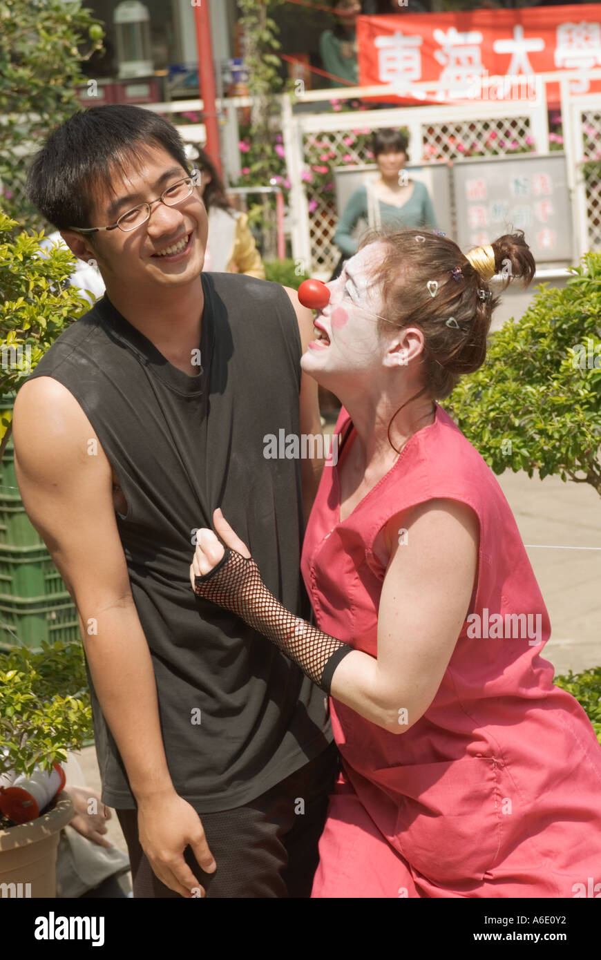 Clown Pleading And Begging Audience Member Taiwan China Stock Photo - Alamy
