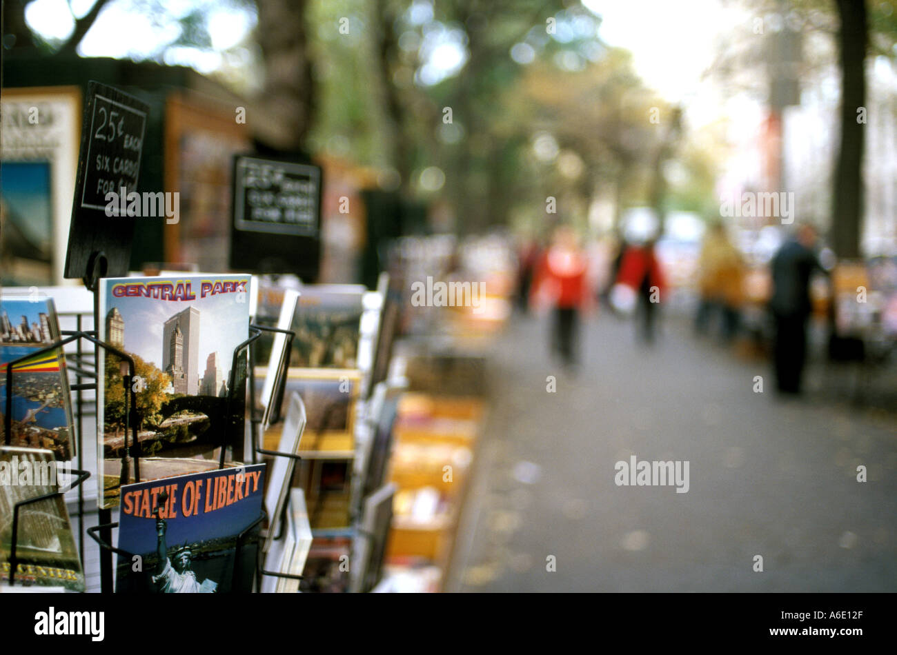 A rack of post cards outside Central Park in New York City Stock Photo ...