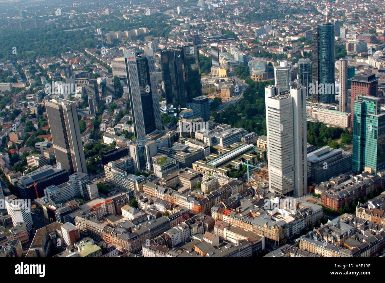 DEU, Germany Frankfurt bank town center from above with all important ...
