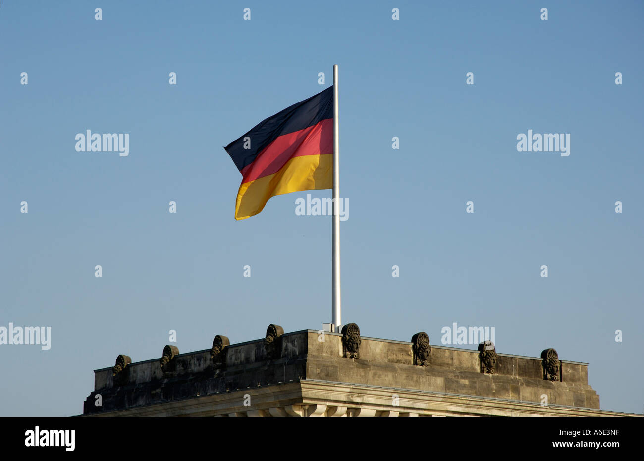 Tower of Building Reichstag with german flag, Berlin, Germany Stock ...