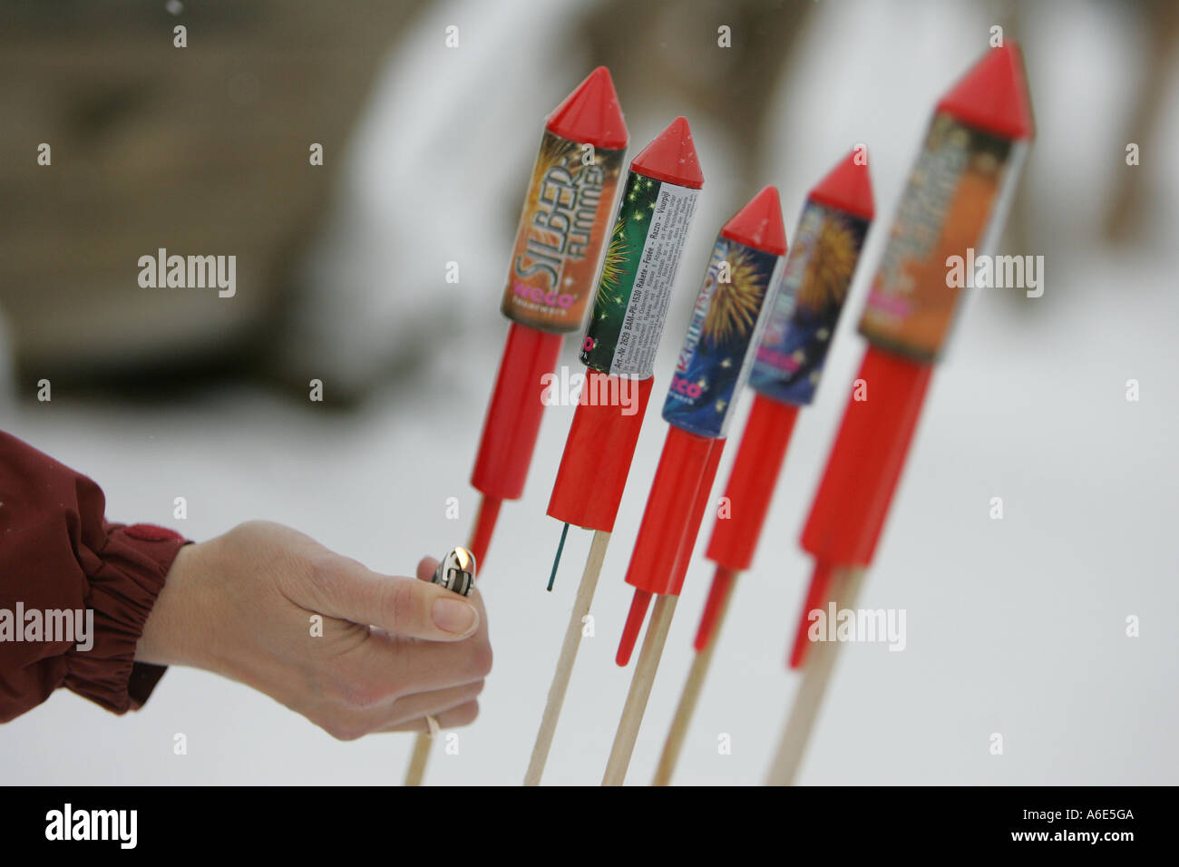 DEU, Federal Republic of Germany, Mannheim, rockets for fireworks at ...
