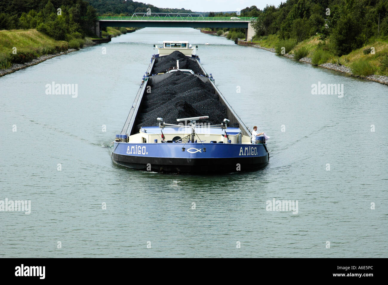 Cargo ship on the Dortmund Ems channel, freighter, channel ship ...
