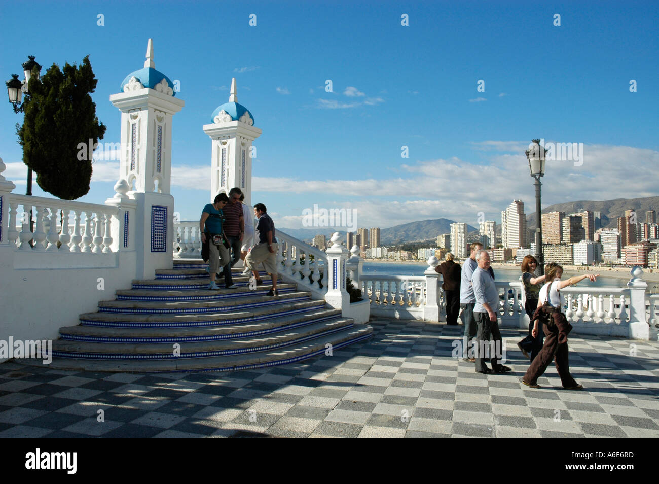 Tourists on a viewing platform, balcony of the Mediterranean, Benidorm ...