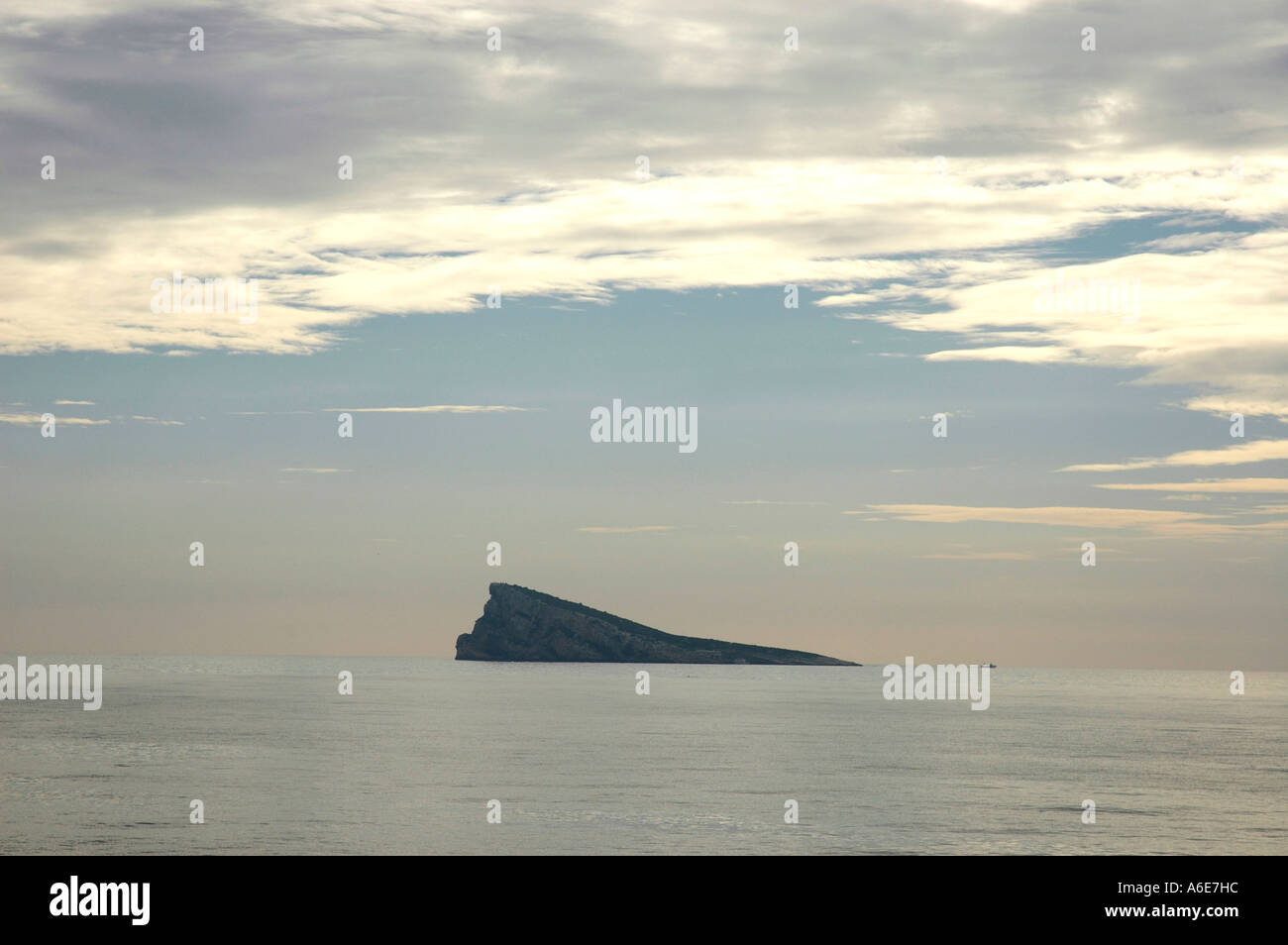 The island Isla de Benidorm, Benidorm, Costa Blanca, Spain Stock Photo ...