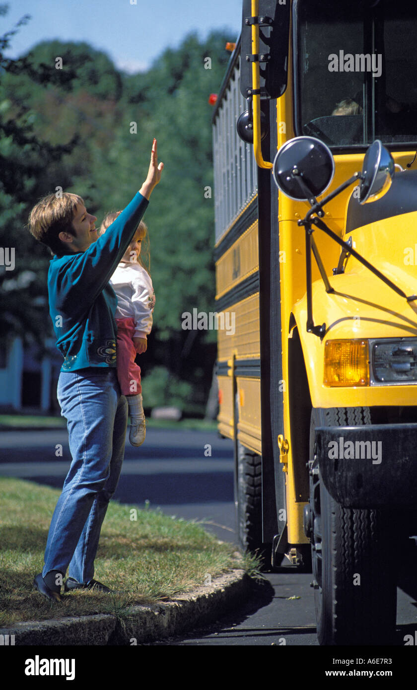 Kids Waving Goodbye At School