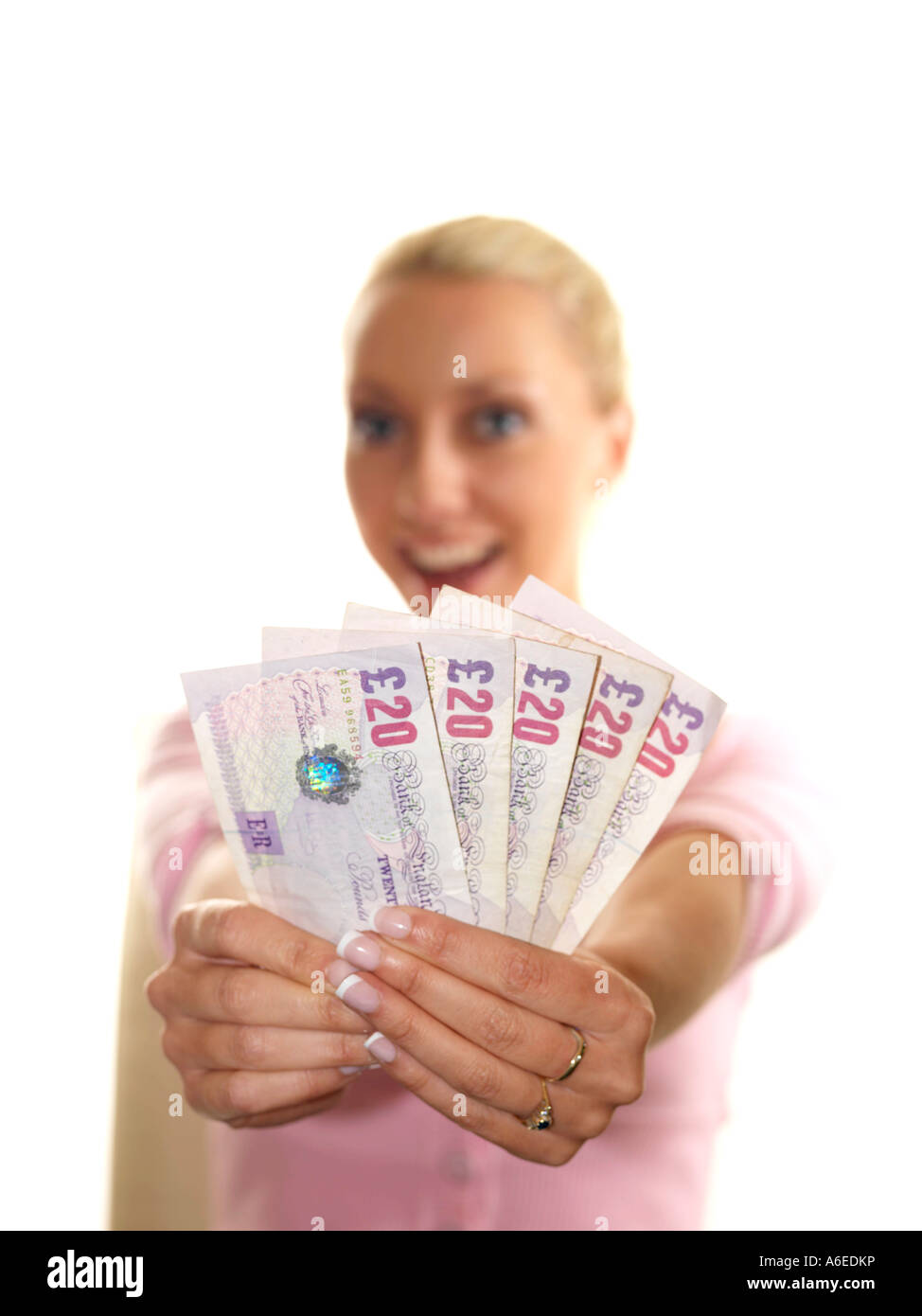 Young Woman Holding Money Model Released Stock Photo - Alamy