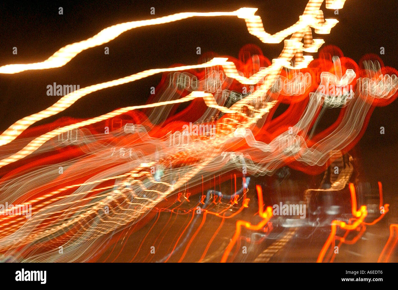 Driving drunk - Speed limit signs and traffic becomes blurred Stock ...