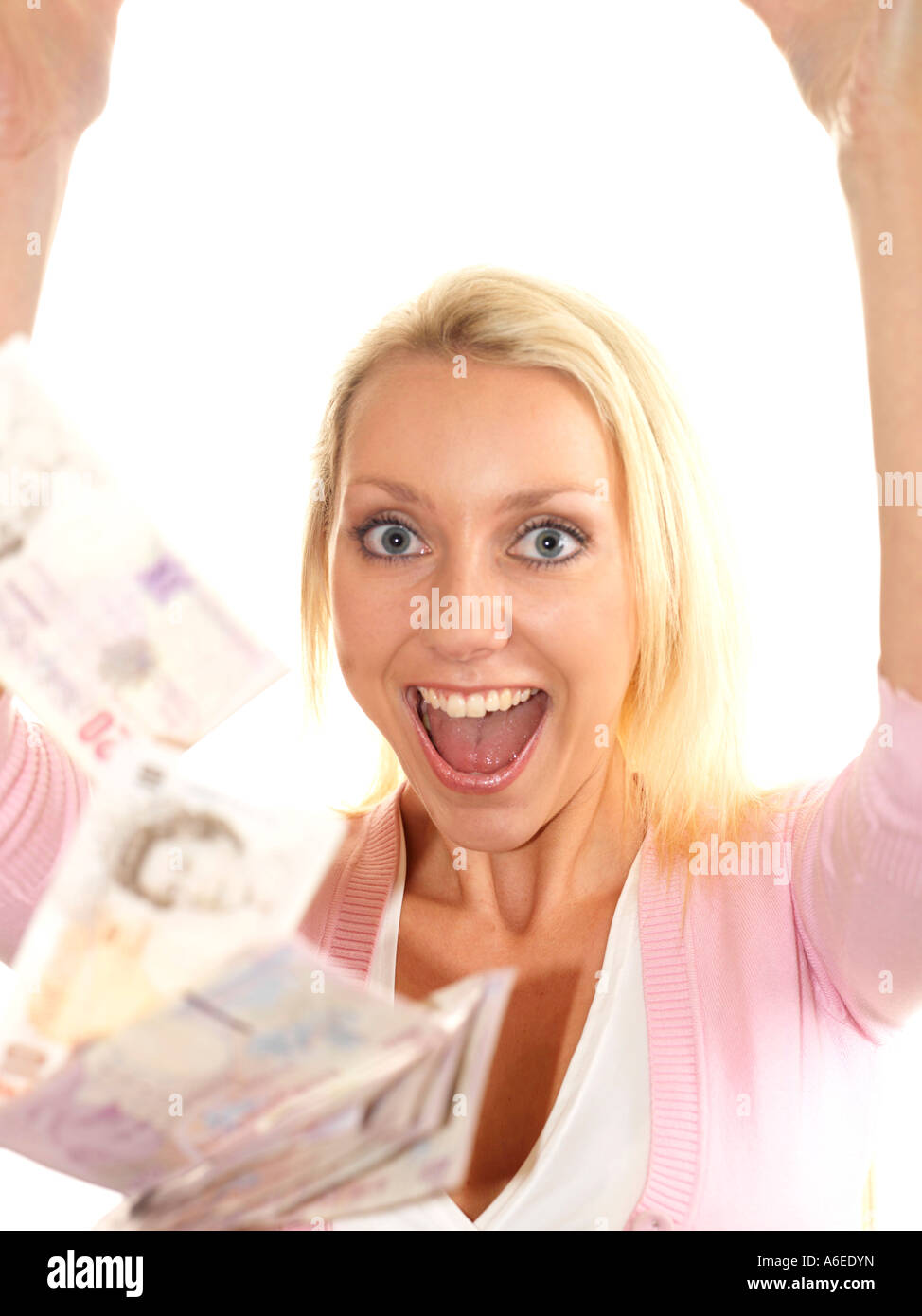 Young Woman Throwing Money Model Released Stock Photo - Alamy