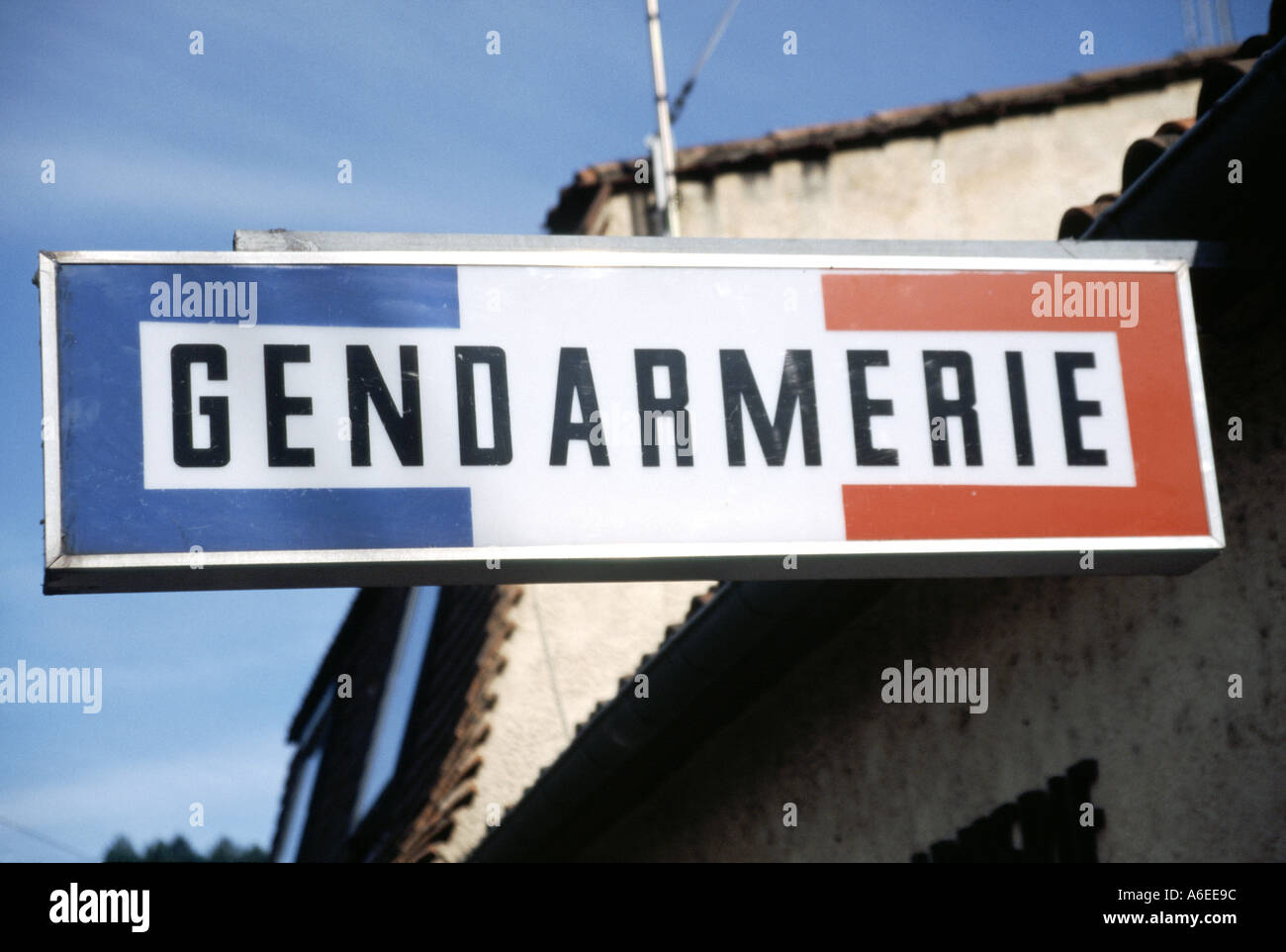 Gendarmerie French police station close up view of sign outside ...