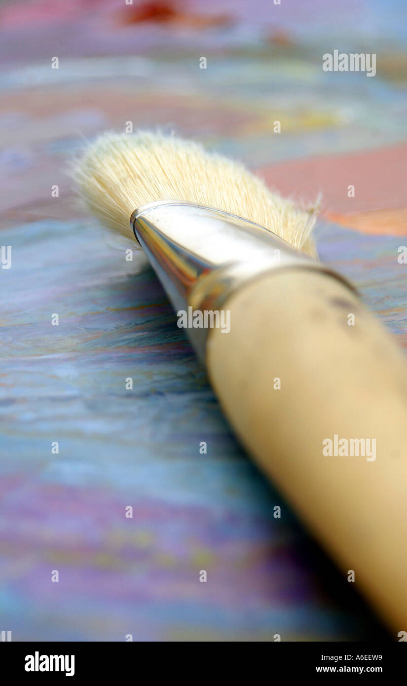 Painting - paint brush and oil colors Stock Photo - Alamy
