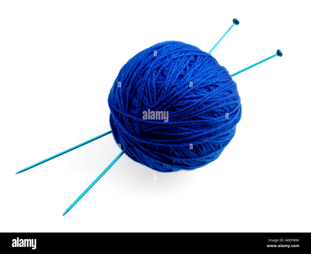 Ball of Blue Knitting Wool Stock Photo - Alamy