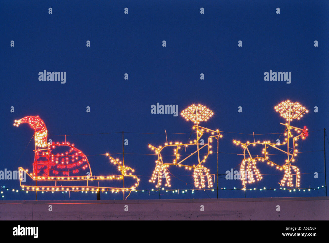 Christmas scene with Santa and his reindeer pulling his sleigh-Victoria ...