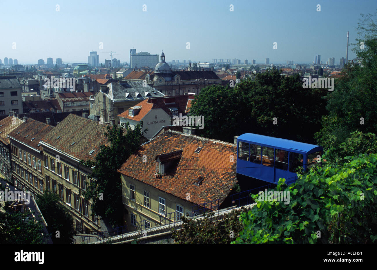 Funicular connects Gornji grad (Upper town) with Donji grad (Lower town ...