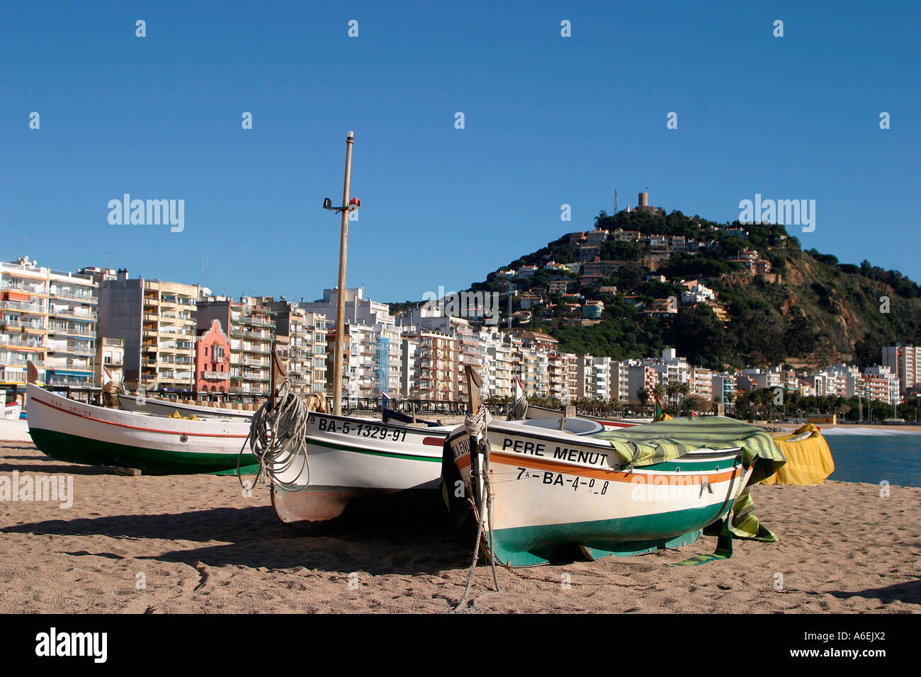 Boats in the harbour of Blanes at the spanish Costa Brava Catalonia ...