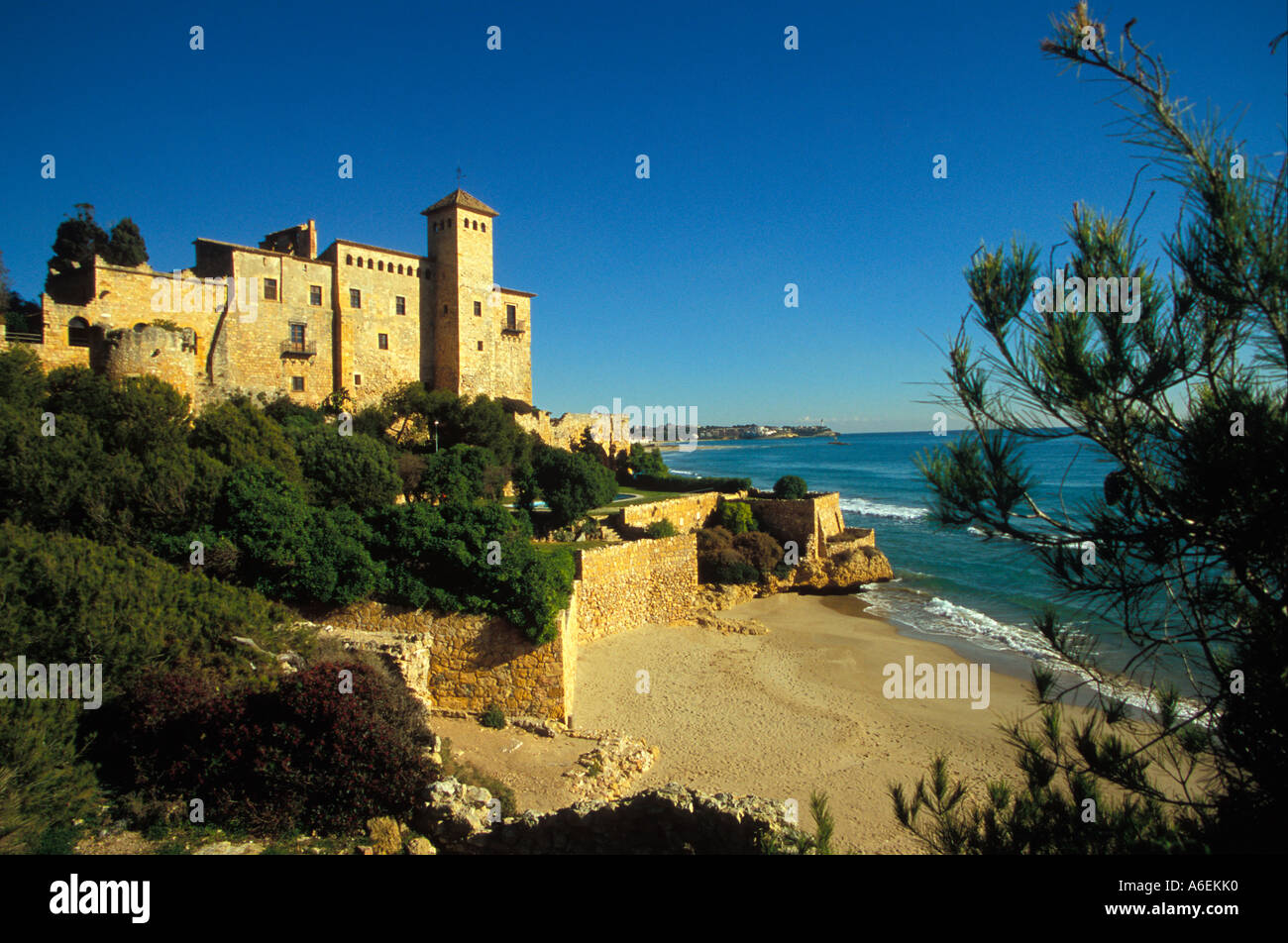 Beach in Tamarit at the spanish Costa Daurada in Catalonia Spain Europe ...