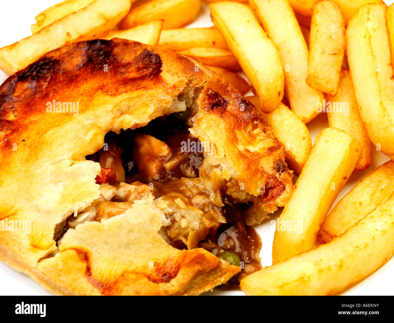 Chicken Pie and Chips Stock Photo - Alamy