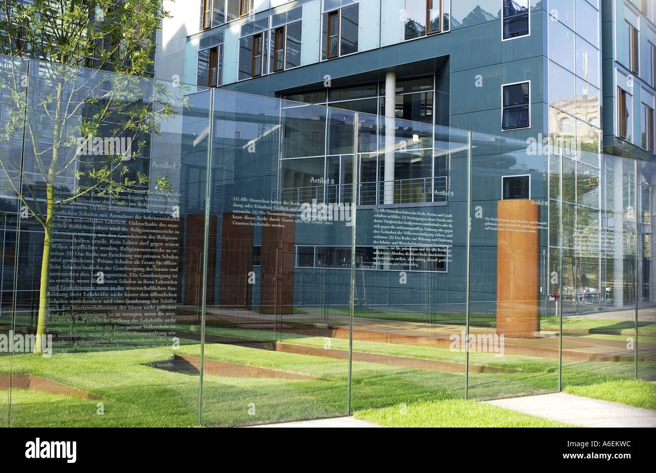 Article of the Basic Law of the FRG, engraved on panes of glass before ...